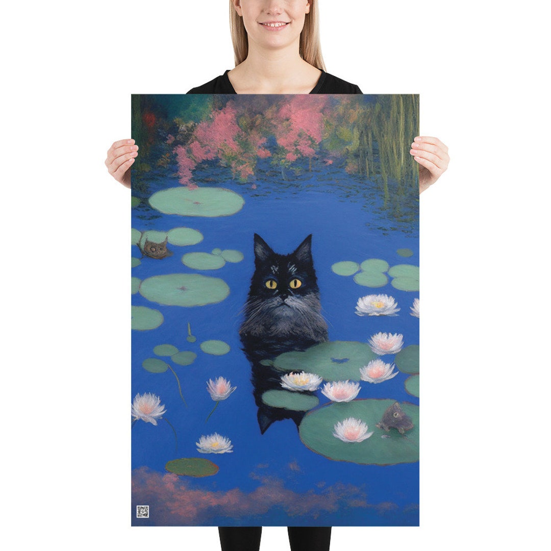 Monet Waterlily Cat Print, Claude Monet Cat Poster, Moods by Monet ...