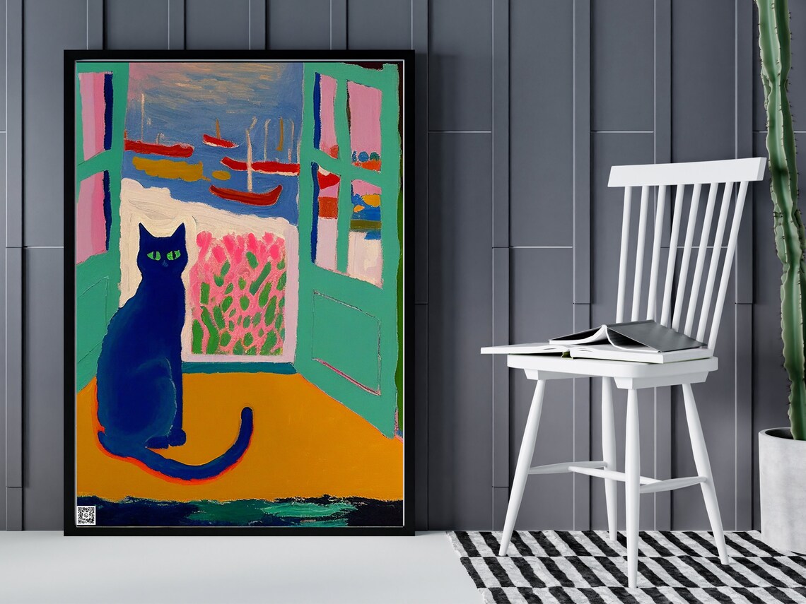 Henri Matisse Cat Print, Matisse Open Window Cat, Black Cat Art, Henri ...