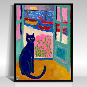 Henri Matisse Cat Print, Matisse Open Window Cat, Black Cat Art, Henri ...