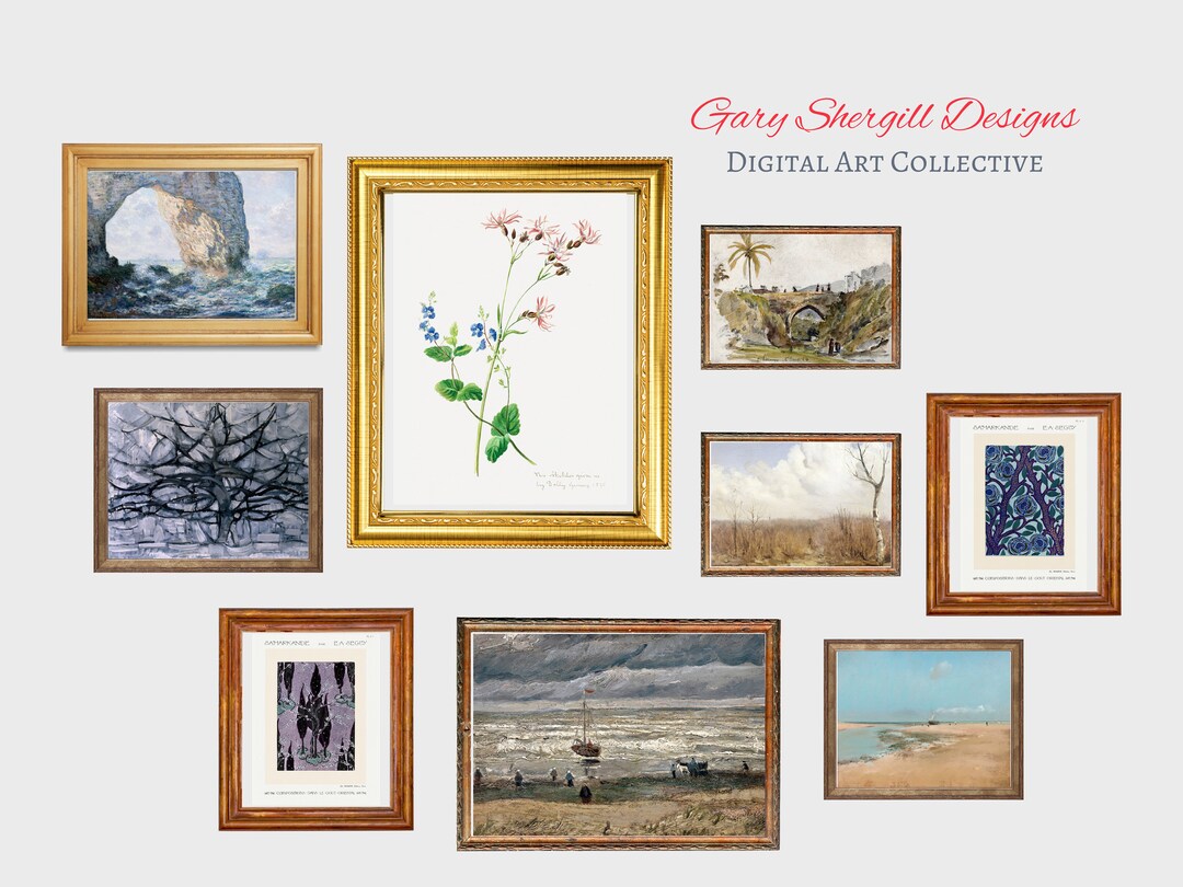 Printable Vintage Gallery Wall Art Set of 9 Antique Prints Warm ...