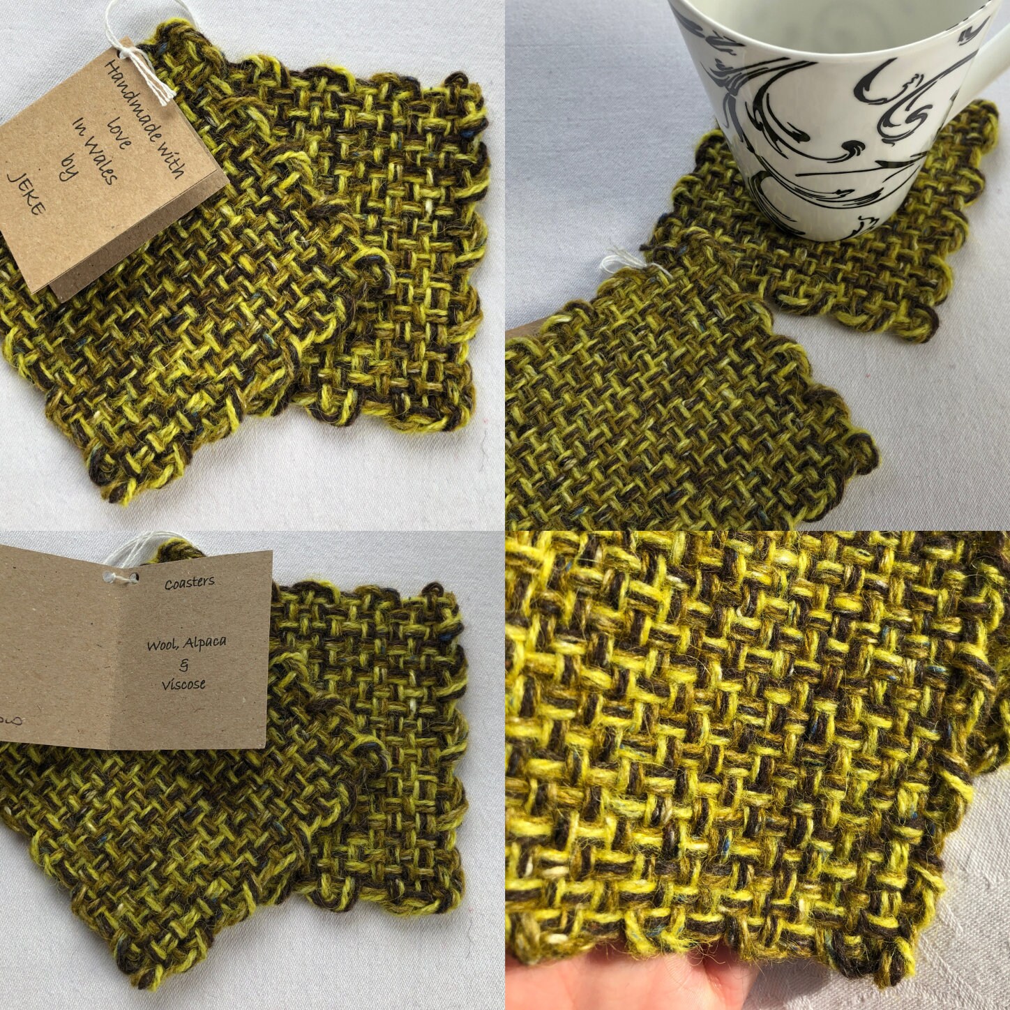 Handwoven Wool Coasters by Esgair Fibres | 100% Wool, Alpaca Yarn ...