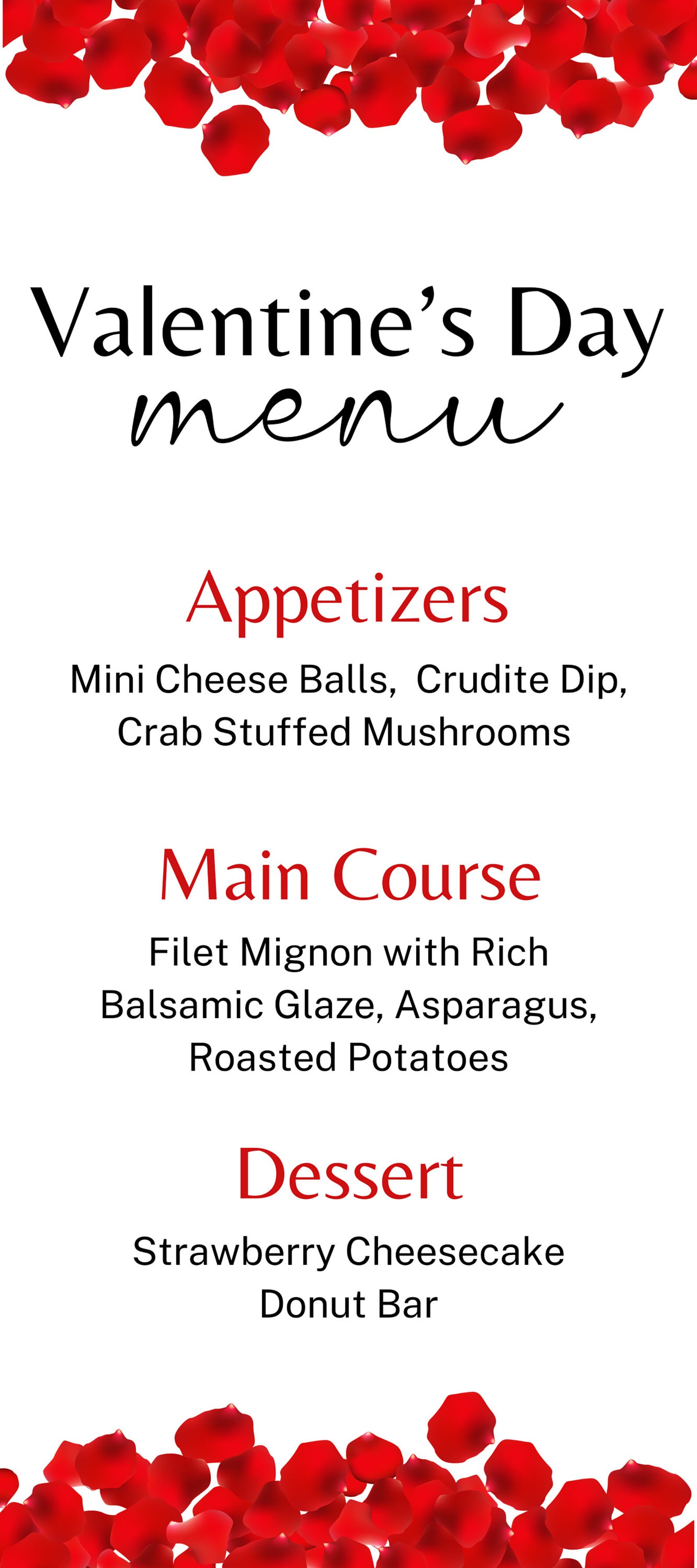 Editable Valentines Menu Template, Valentine's Day Printable Dinner ...