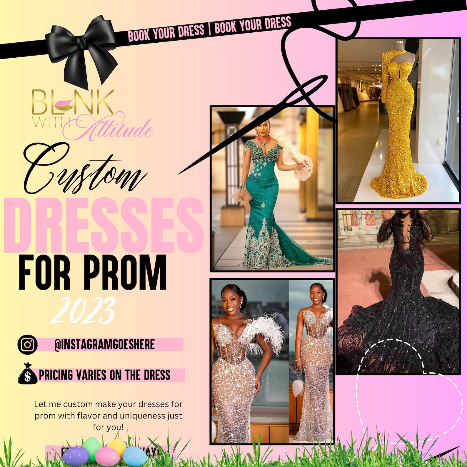 Luxury Prom Dress Editable Flyer | Custom Dresses for Prom Digital ...