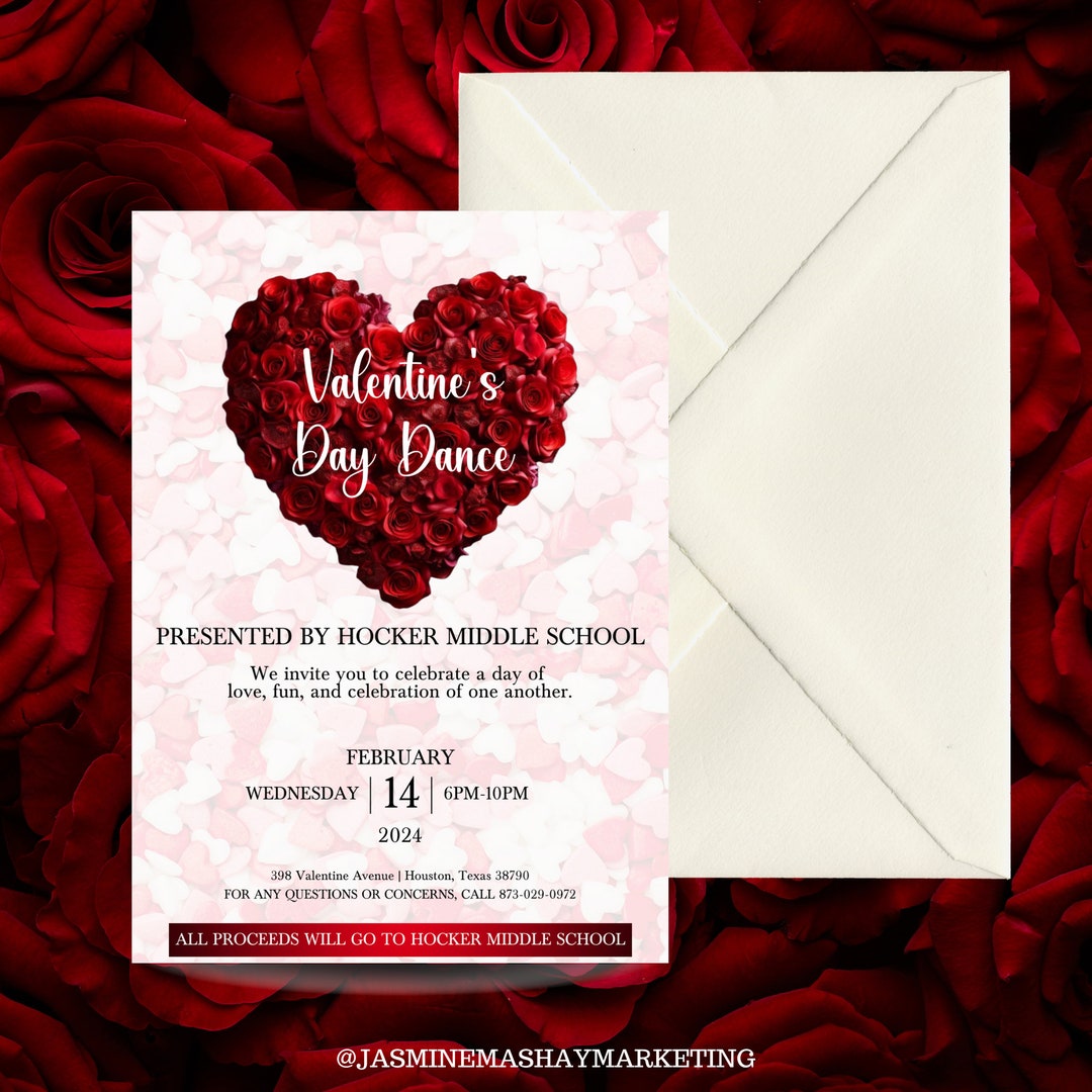Valentine's Day Dance Flyer Editable Template | Valentines School Dance ...