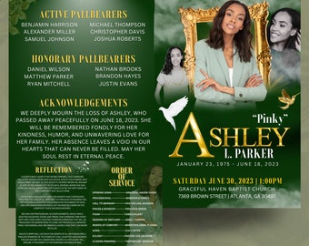 4 Page Obituary Template Funeral Program Celebration of Life Men and ...