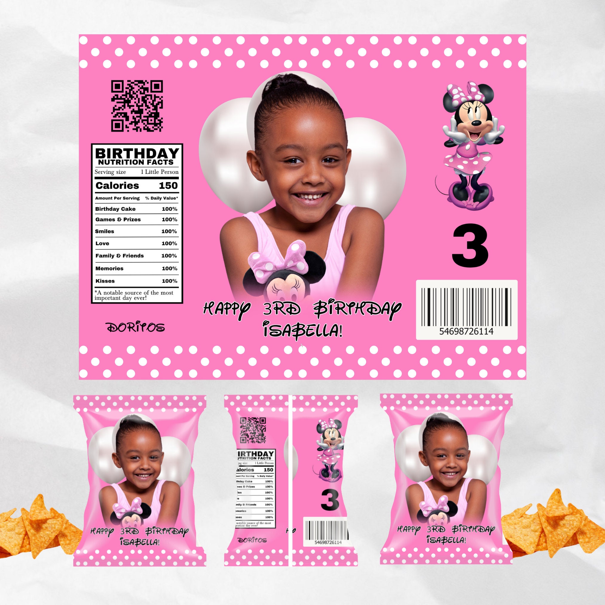 Personalized Minnie Mouse Chip Bag Digital Download | Customizable ...