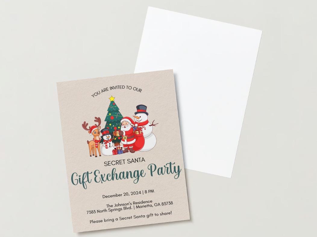 Editable Secret Santa Invitation Template Christmas Gift Exchange ...