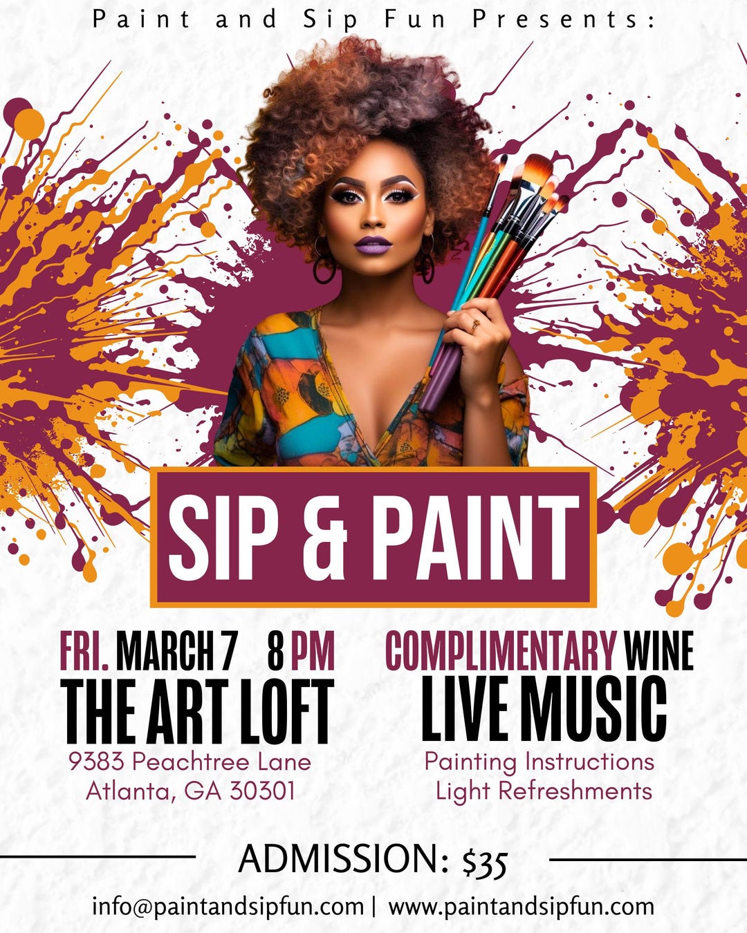 Sip and Paint Flyer | Paint Party Flyer | Event Graphic Flyer | Paint ...