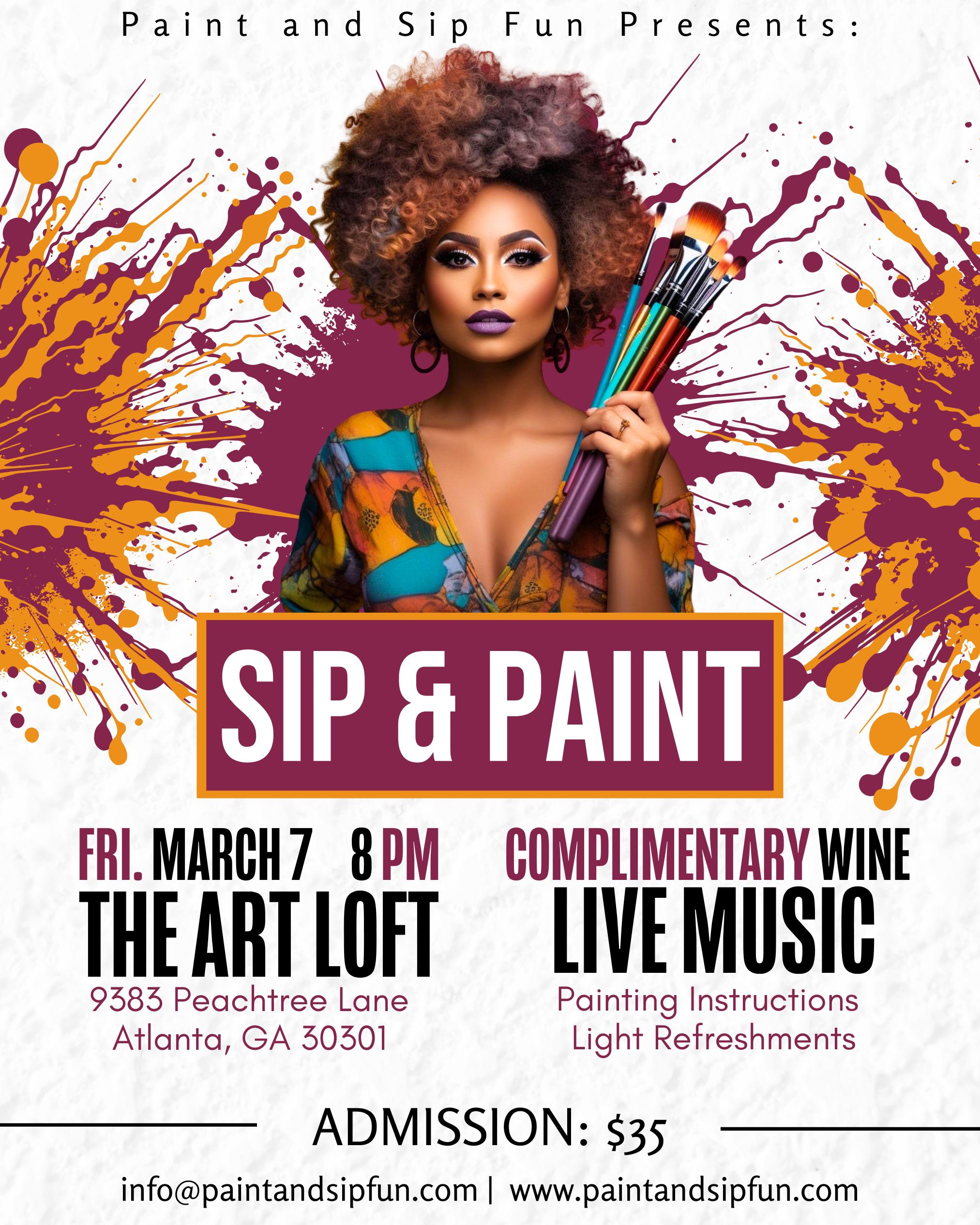 Sip and Paint Flyer | Paint Party Flyer | Event Graphic Flyer | Paint ...