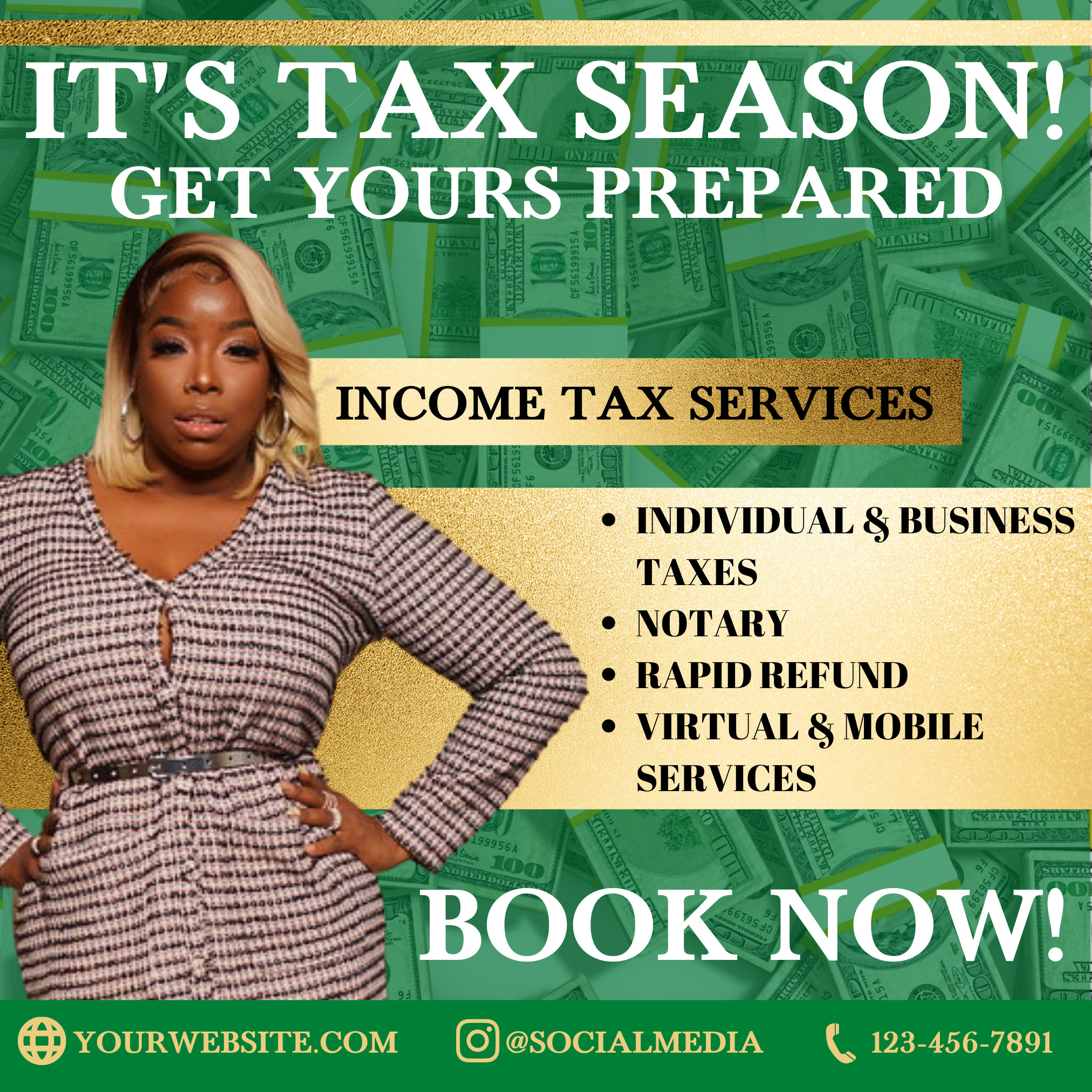Tax Preparer DIY Canva Flyer Flyer for Individual and Business Taxes, Refunds, Notary Etc - Etsy