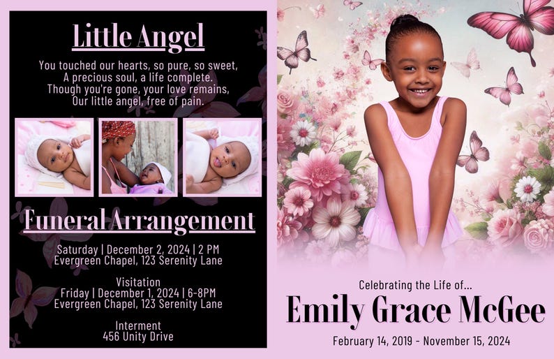 Child Funeral Program Template | Obituary Program Template | Funeral ...