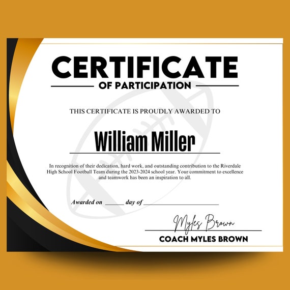 Athletic Certificate Template