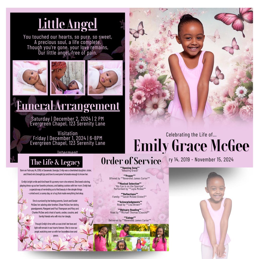 Child Funeral Program Template | Obituary Program Template | Funeral ...