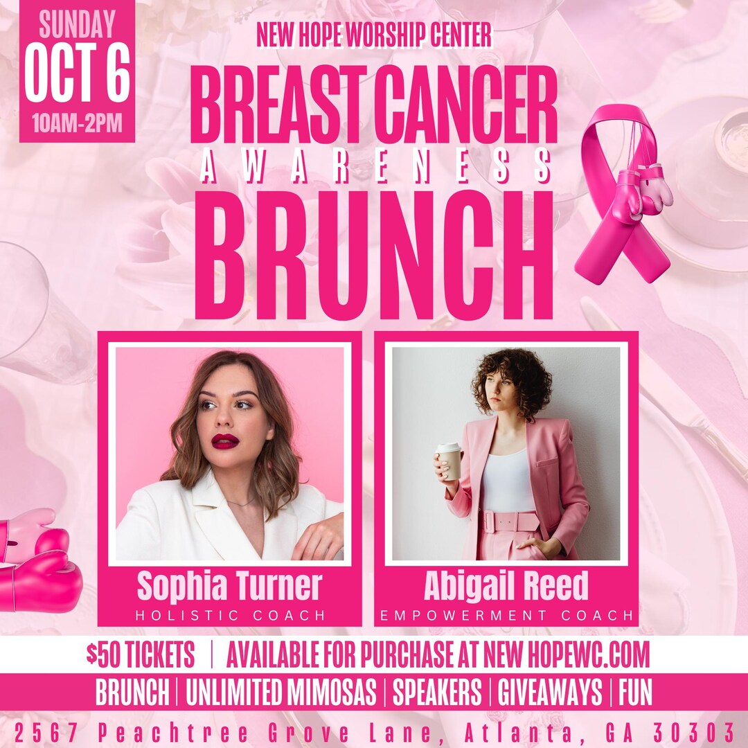 Breast Cancer Awareness Flyer, Pinktober Brunch Flyer, Women ...