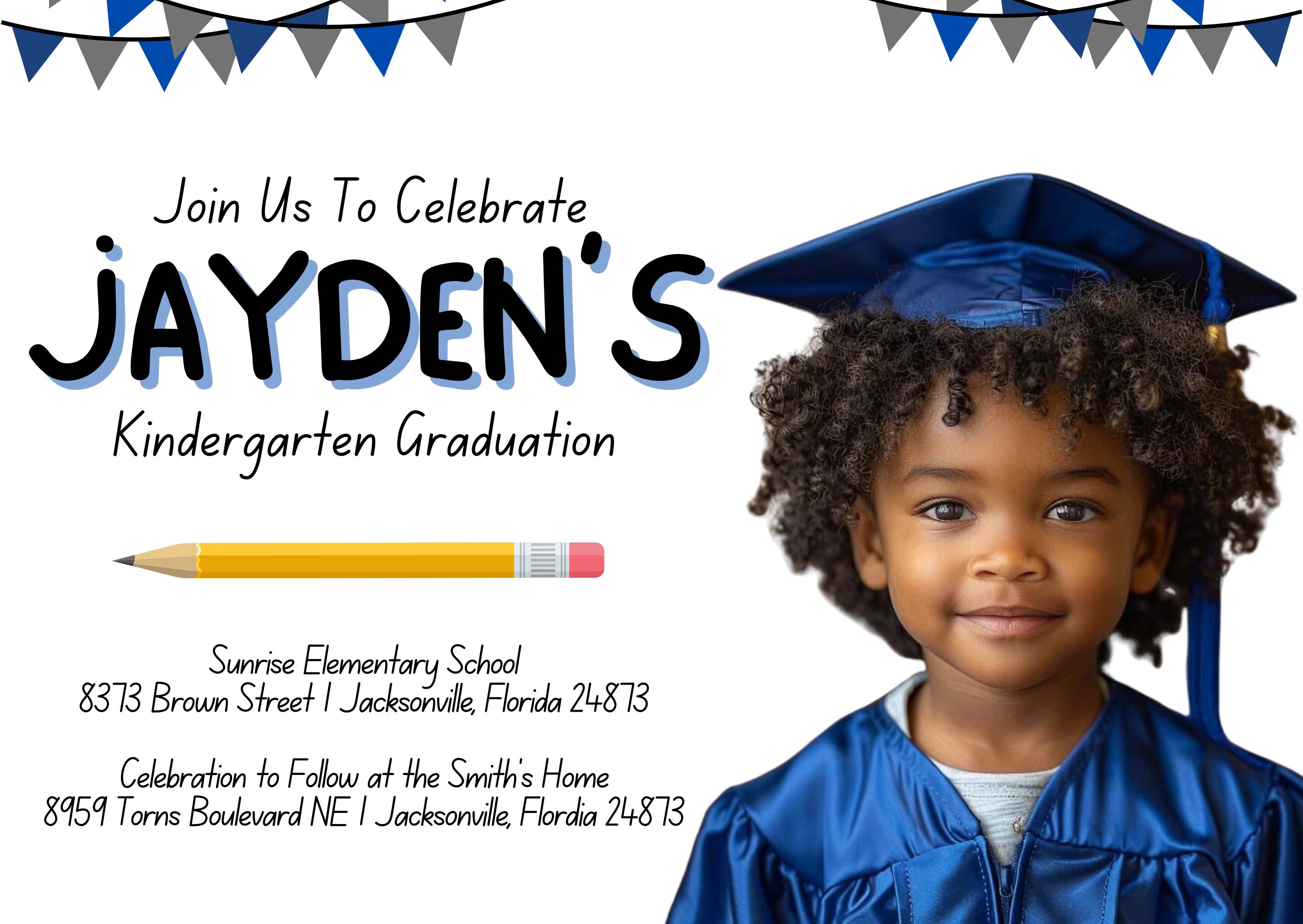 Kindergarten Graduation Invitation Template, Editable Kindergarten Grad ...