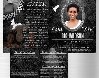 4 Page Obituary Template Funeral Program Celebration of Life Men and ...