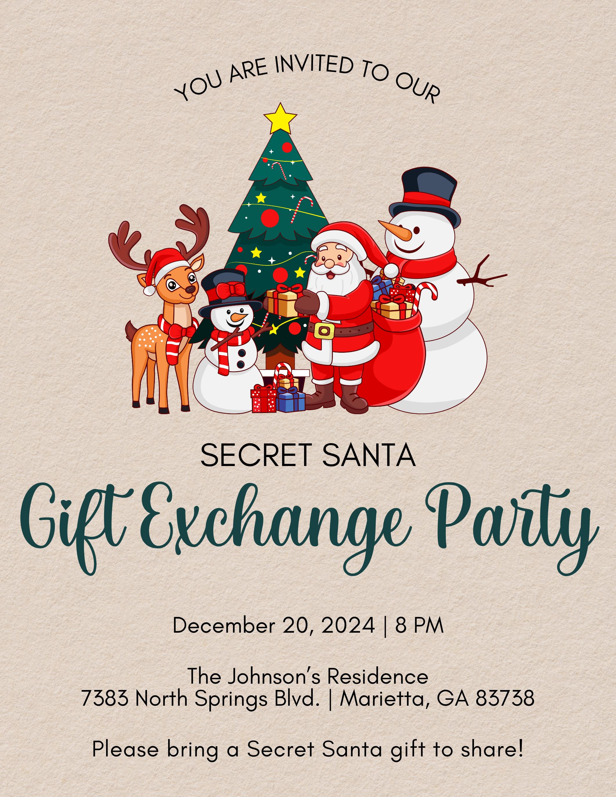 Editable Secret Santa Invitation Template Christmas Gift Exchange ...