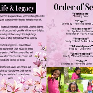 Child Funeral Program Template | Obituary Program Template | Funeral ...