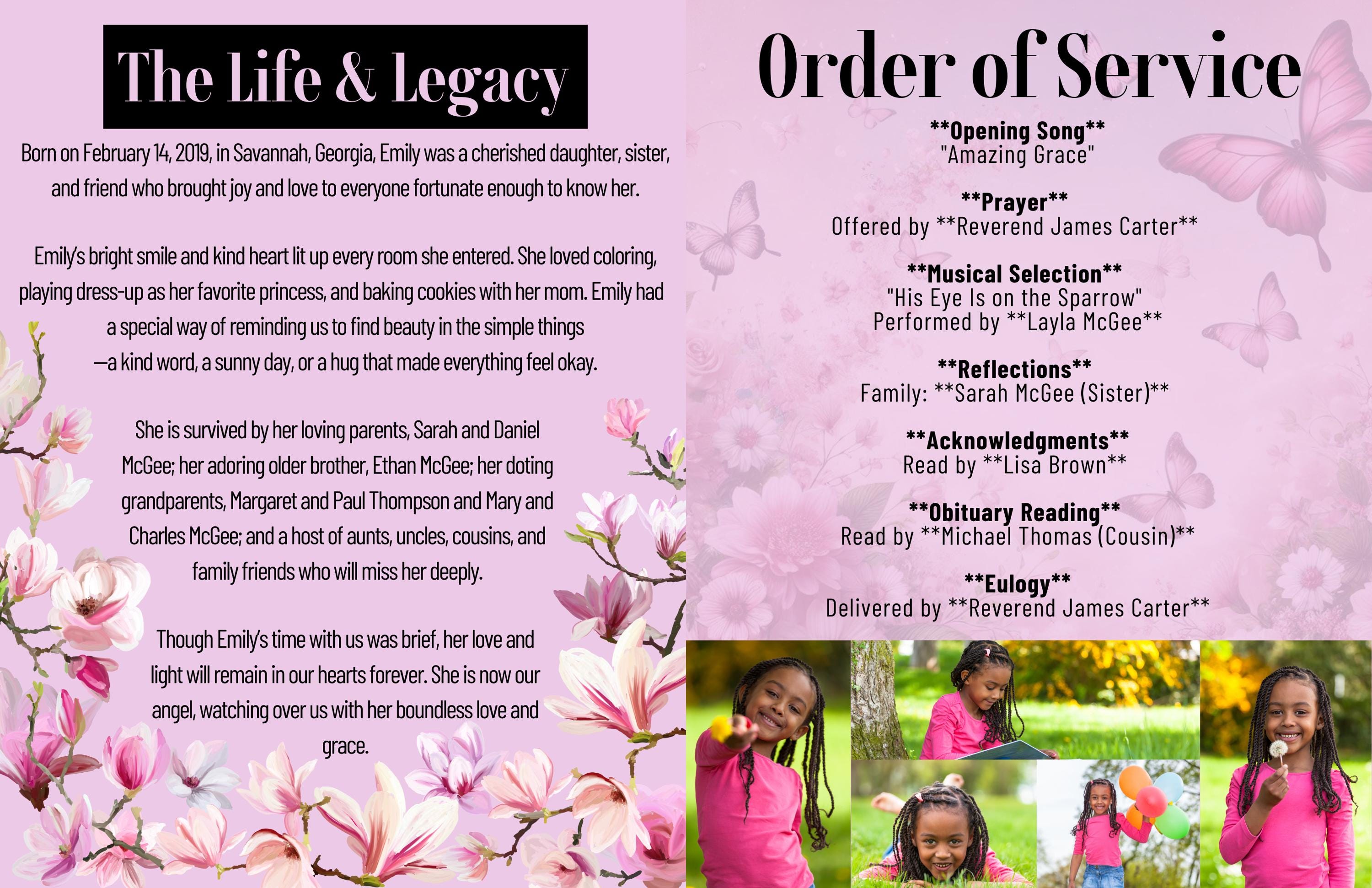 Child Funeral Program Template | Obituary Program Template | Funeral ...