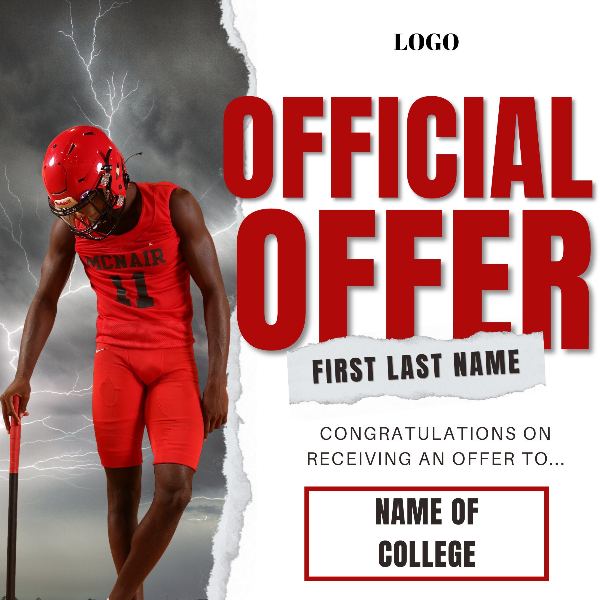 Football Flyer Canva DIY Official Offer Football Scholarship Flyer - Etsy