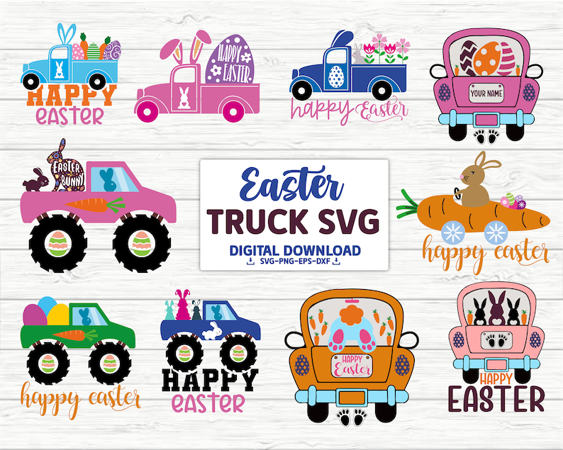 Easter Svg, Truck Easter Bunny Svg Farmhouse Svg Country Svg Spring Svg ...