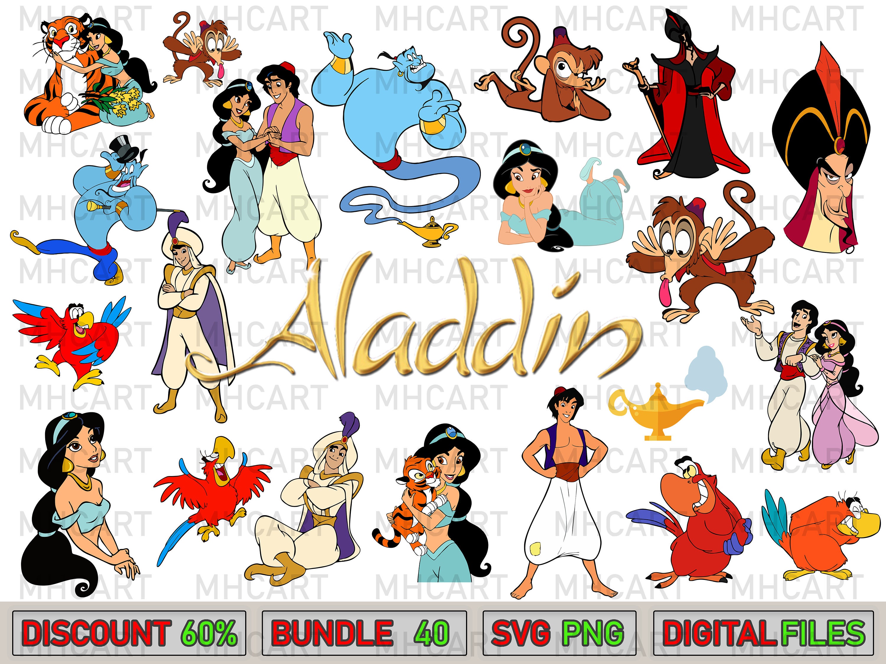 Aladdin SVG Bundle Princess Jasmine 40 Layered Item Genie - Etsy