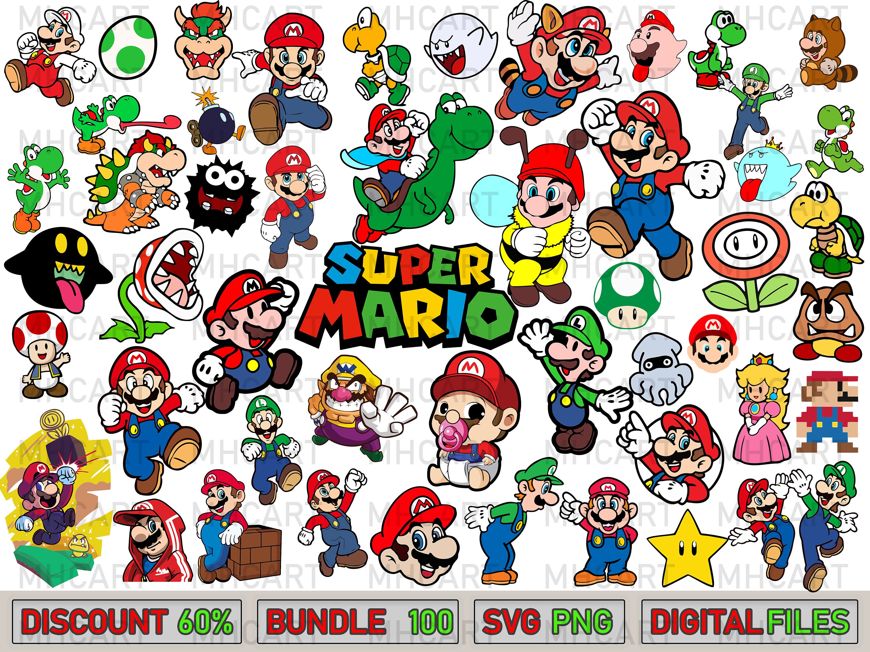 Super Mario Bundlesuper Mario Svgmario Svg Files for - Etsy