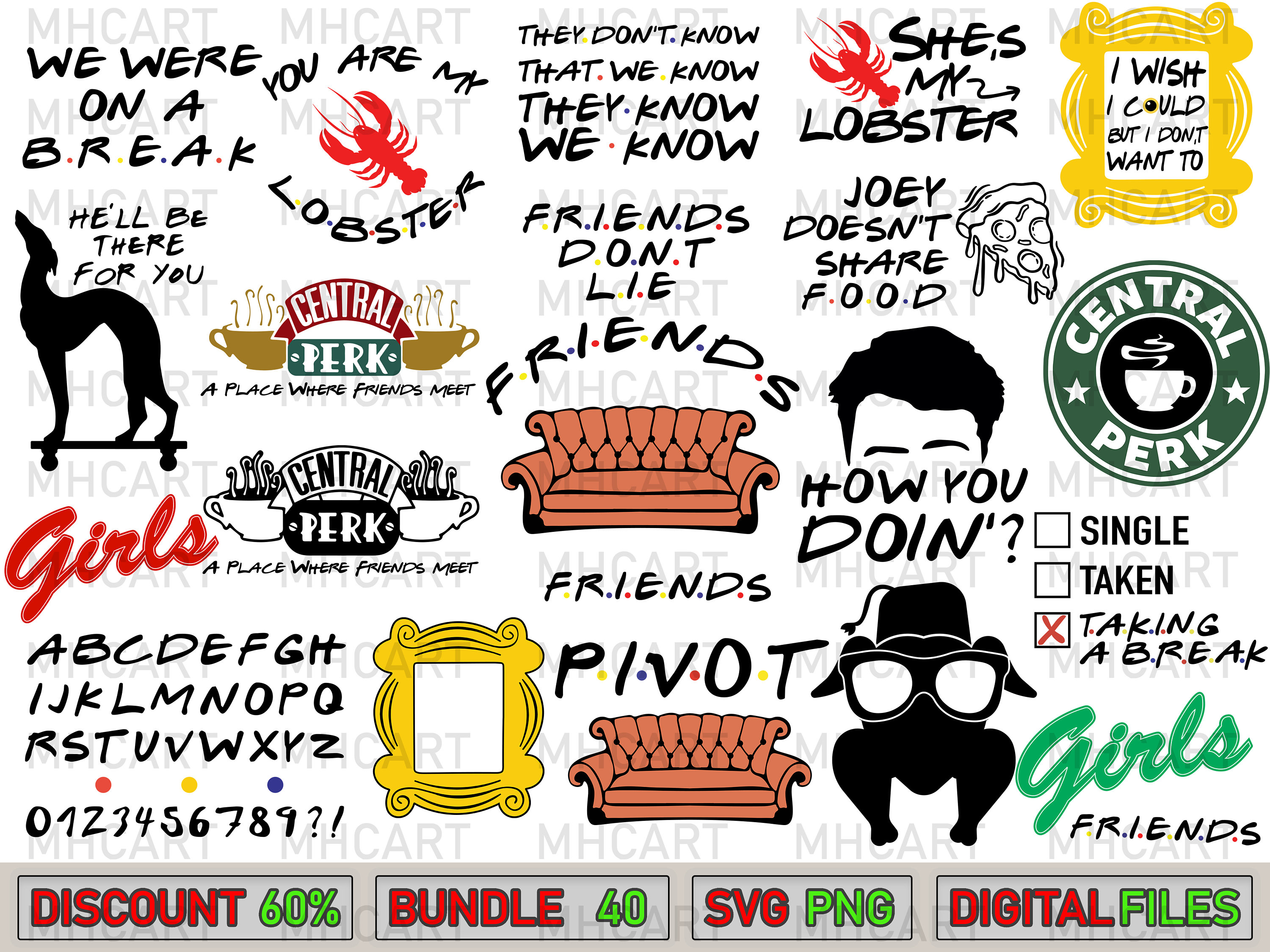 Friends Svg Bundle Friends Cut File Pivot Friends Svg40 Svg - Etsy Australia