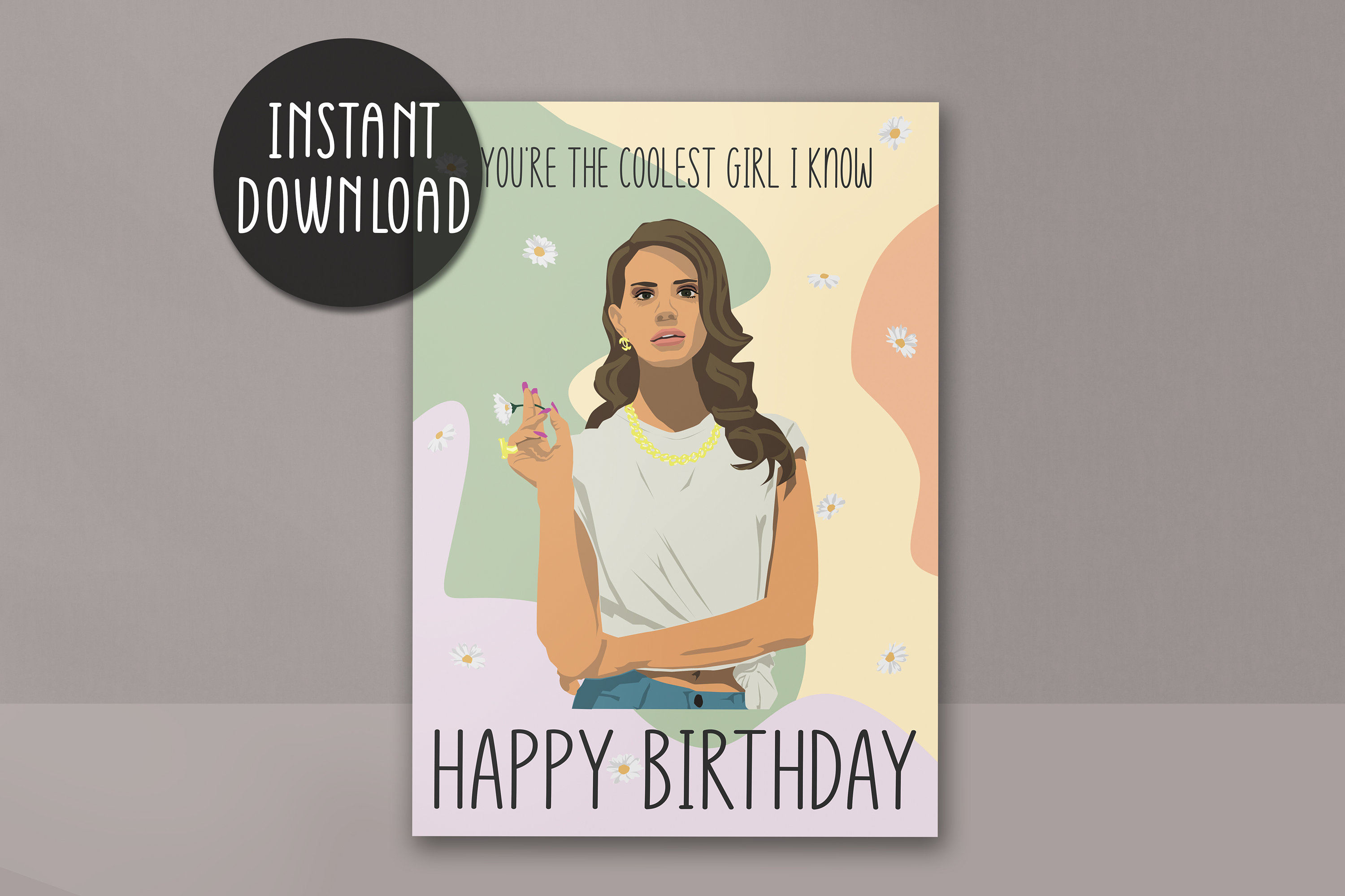 Printable Birthday Greeting Card Instant Download 7x5 Inch A7 Card to ...