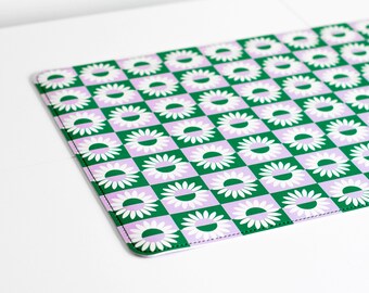 Wavy Pink & Red Desk Pad / Patterned Vegan Leather / Double-sided Desk ...