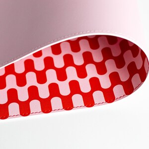 Wavy Pink & Red Desk Pad / Patterned Vegan Leather / Double-sided Desk ...