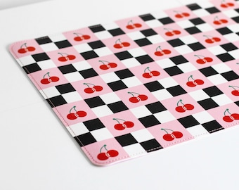 Wavy Pink & Red Desk Pad / Patterned Vegan Leather / Double-sided Desk ...