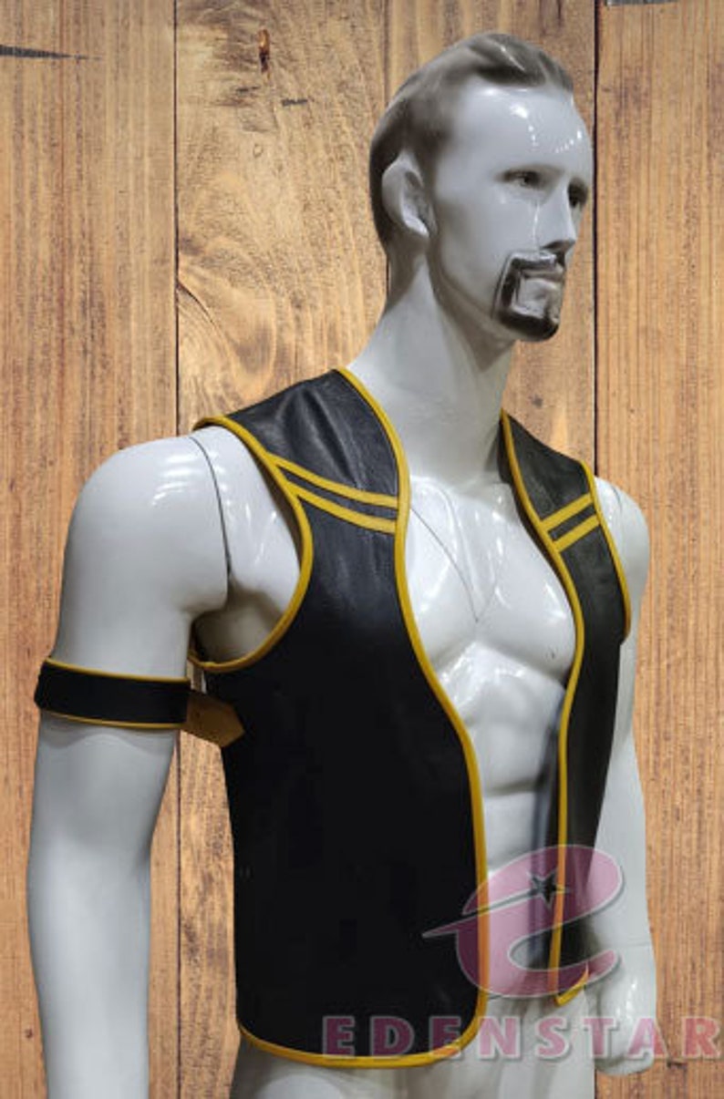 Men's 100% Genuine Leather CUTAWAY Berlin Bar Vest Open - Etsy