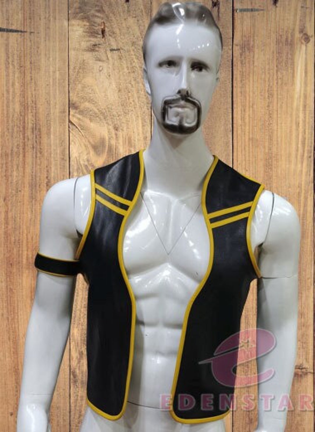 Men's 100% Genuine Leather CUTAWAY Berlin Bar Vest Open Front Fetish ...