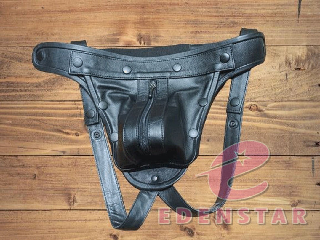 Men's 100% Genuine Black Leather Jockstrap, Men Leather Thong, Sexy ...