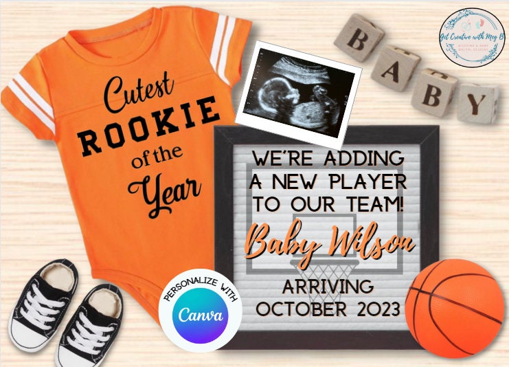 Basketball Pregnancy Announcement Digital | March Madness Basketball ...