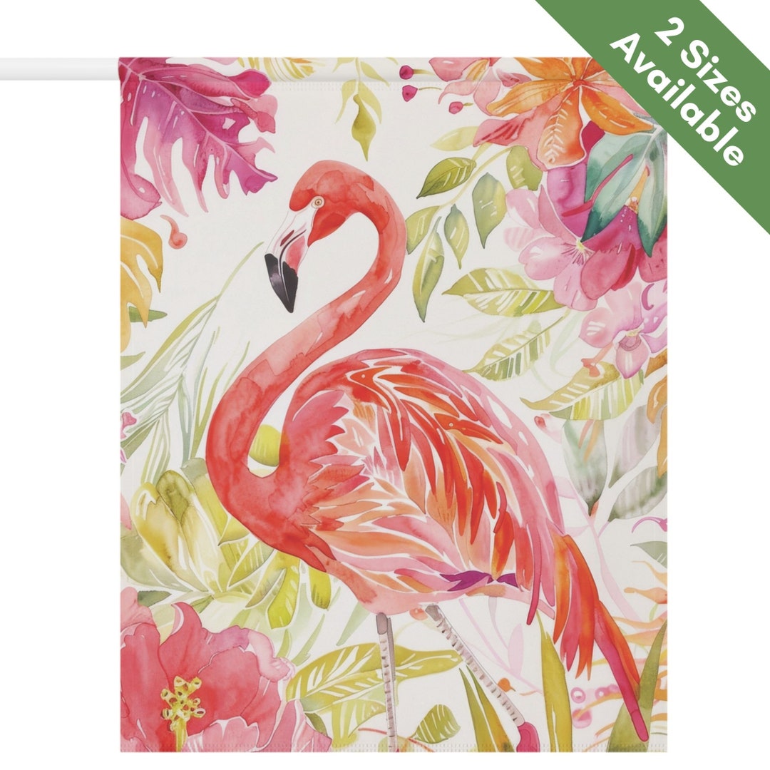 Flamingo Summer Garden Flag, Tropical Pink Flamingo House Flag Banner ...