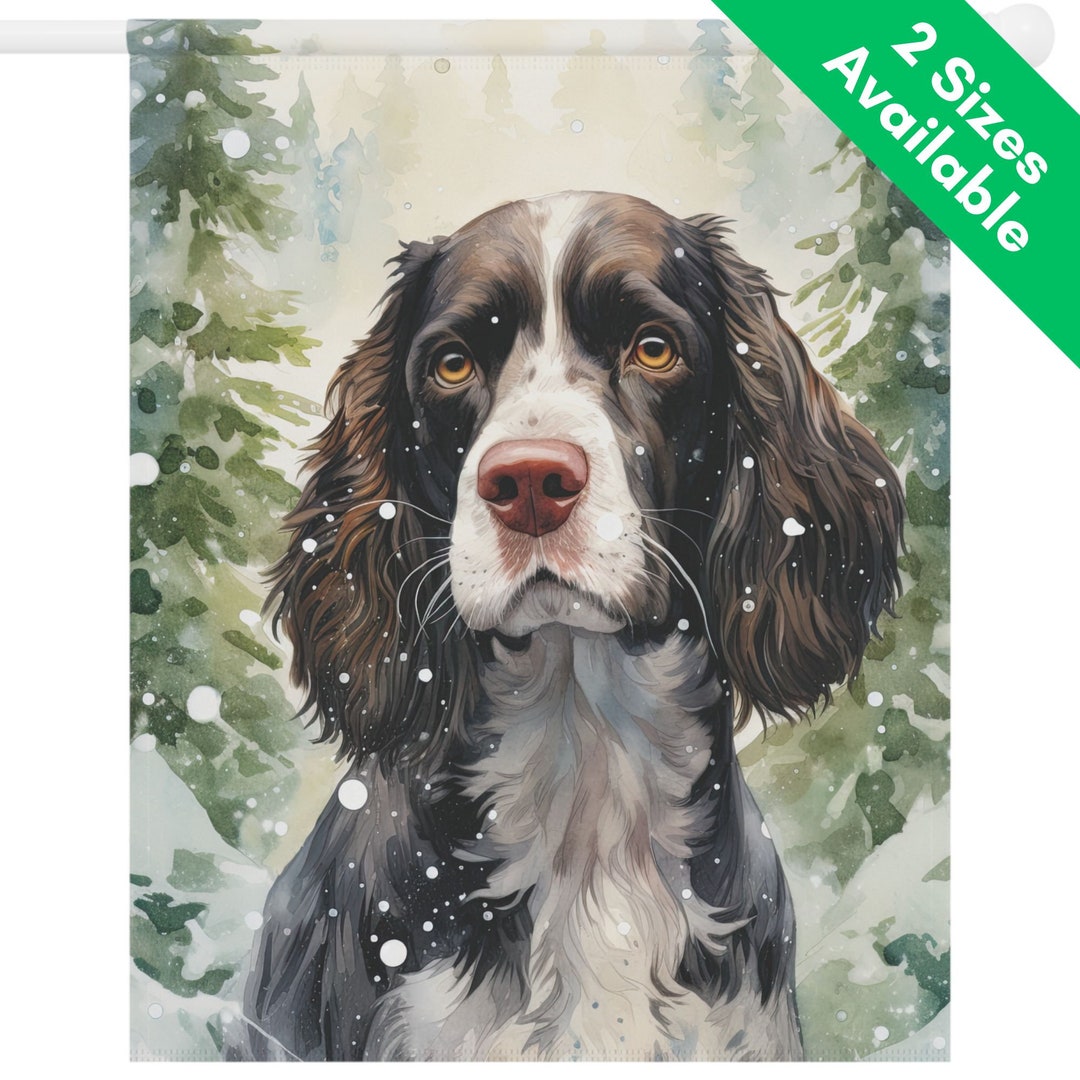 Brown English Springer Spaniel Winter Garden Flag, Liver and White ...