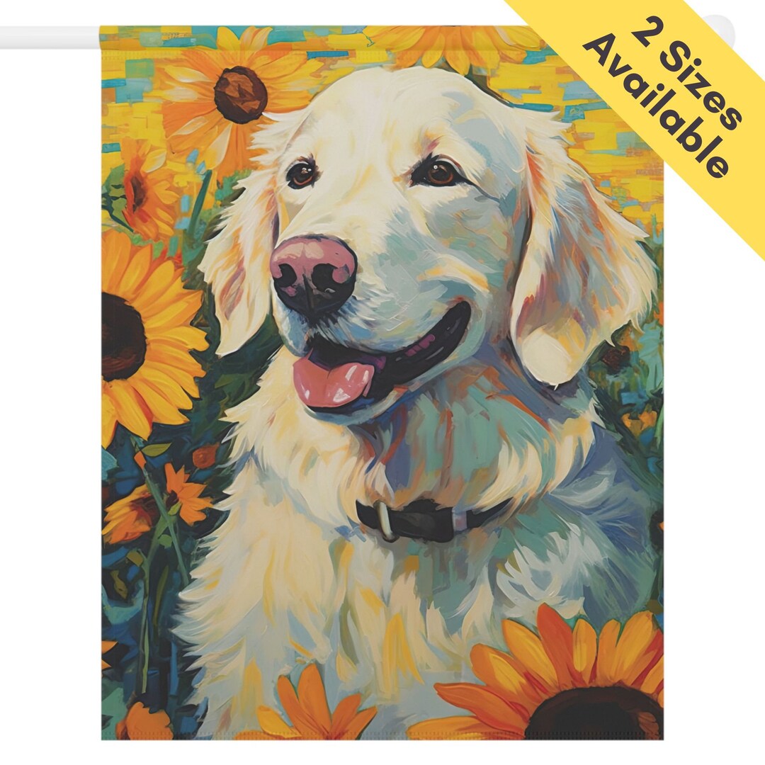English Cream Golden Retriever Sunflowers Garden Flag Summer Gift ...