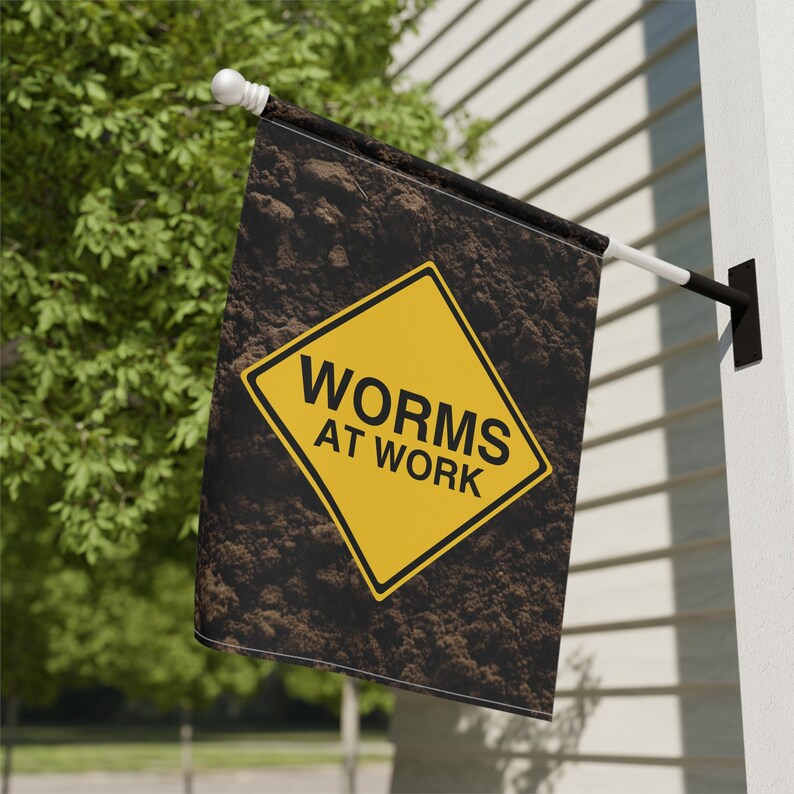 Vermicompost Garden Flag | Gift for Worm Mom Farmer | Funny Worms at ...