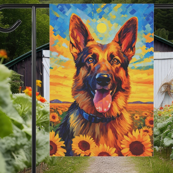German Shepherd House Flag - Etsy