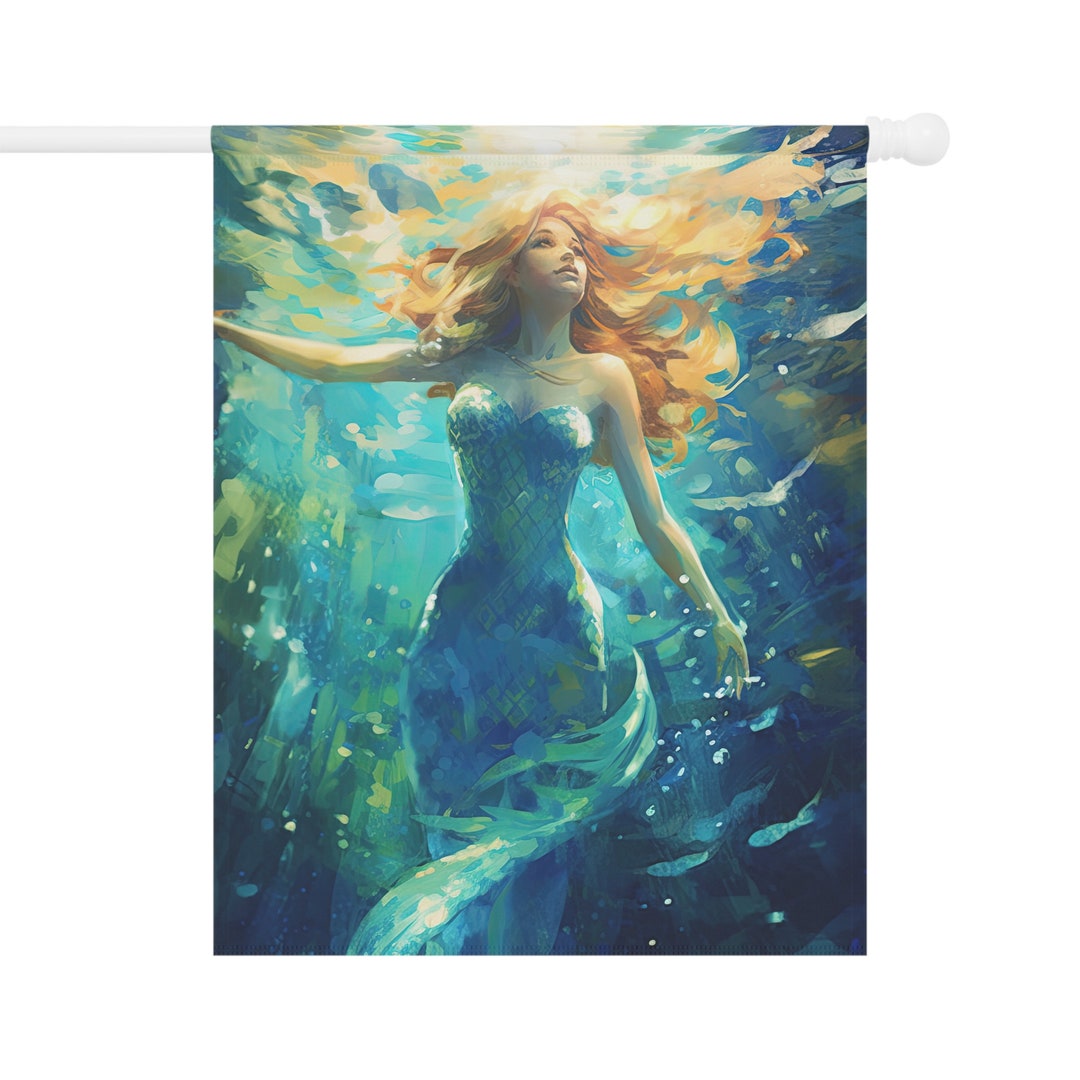Fantasy Mermaid Beach House Flag Ethereal Mermaidcore Summer Large Flag ...