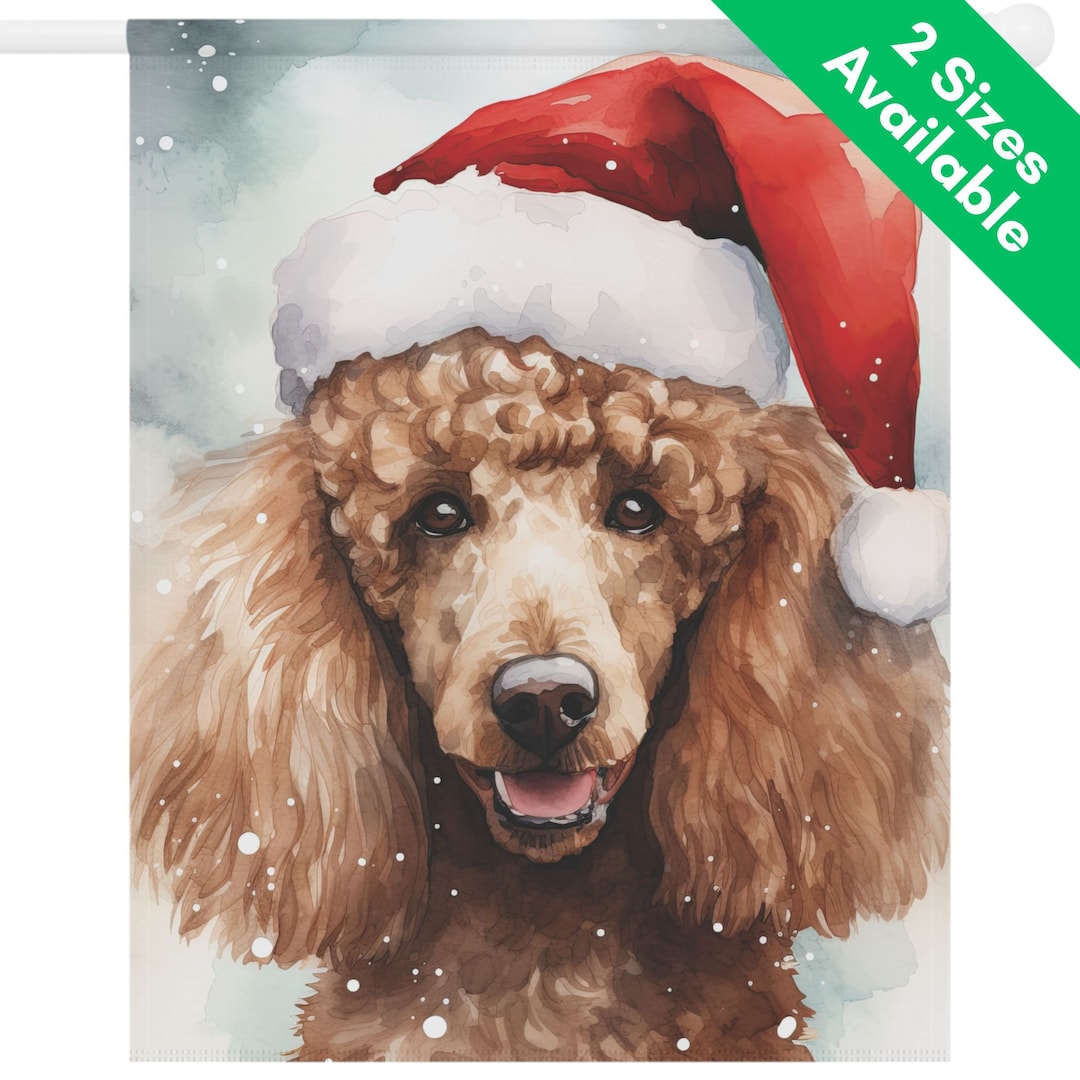 Tan Poodle Christmas Garden Flag Gift, Santa Hat Apricot Poodle House ...