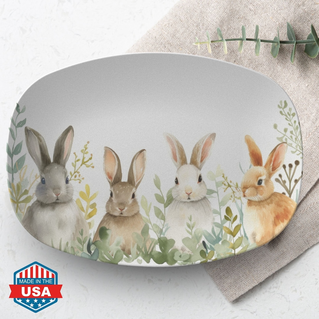 Easter Bunny Serving Platter, Spring Rabbit Hostess Gift Dish Plate ...