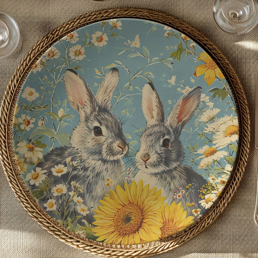 Easter Bunny Plates, Spring Rabbit 10" Round Plate, Outdoor Dinnerware ...