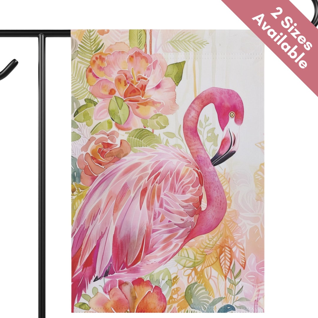 Flamingo Summer Garden Flag, Tropical Pink Flamingo House Flag Banner ...
