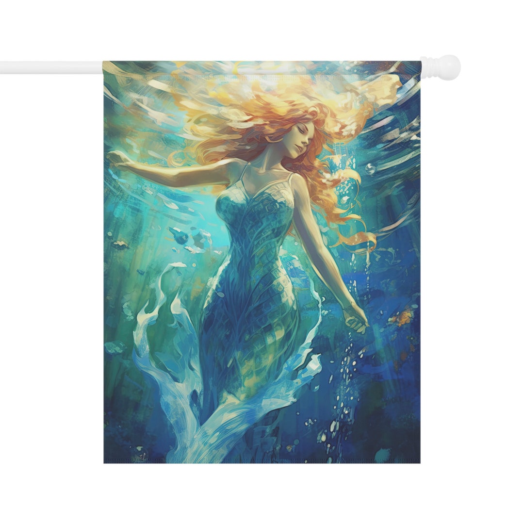 Fantasy Mermaid Beach House Flag Ethereal Mermaidcore Summer Large Flag ...