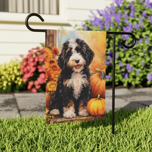 Bernedoodle Fall Garden Flag Gift | Tri Color Doodle House Flag ...