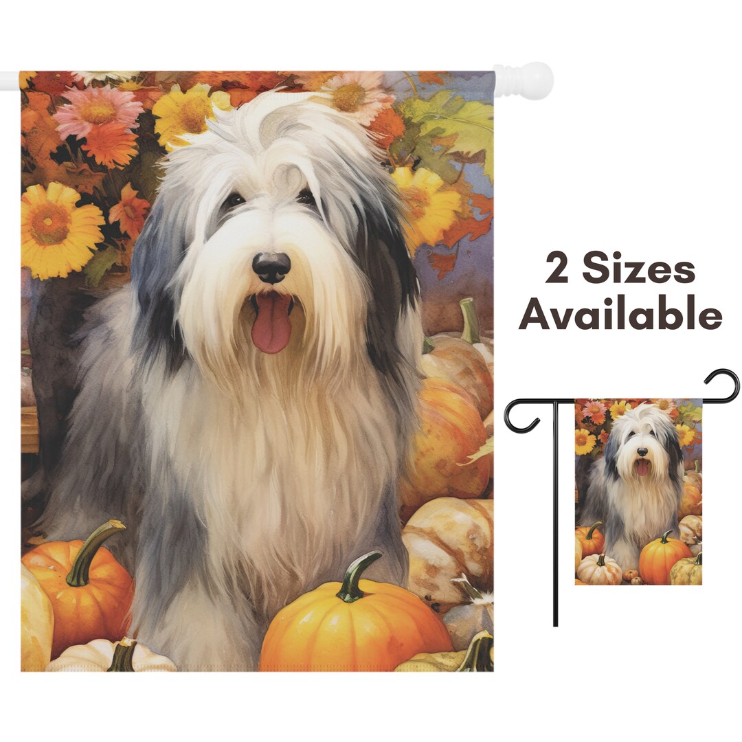Old English Sheepdog Flag for Fall Autumn Old English Sheepdog Garden ...
