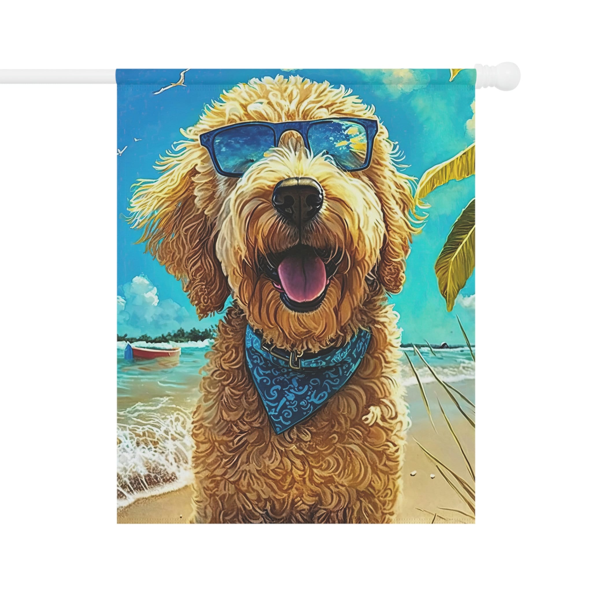 Summer Tan Goldendoodle Beach Flag | Apricot Labradoodle House Flag ...